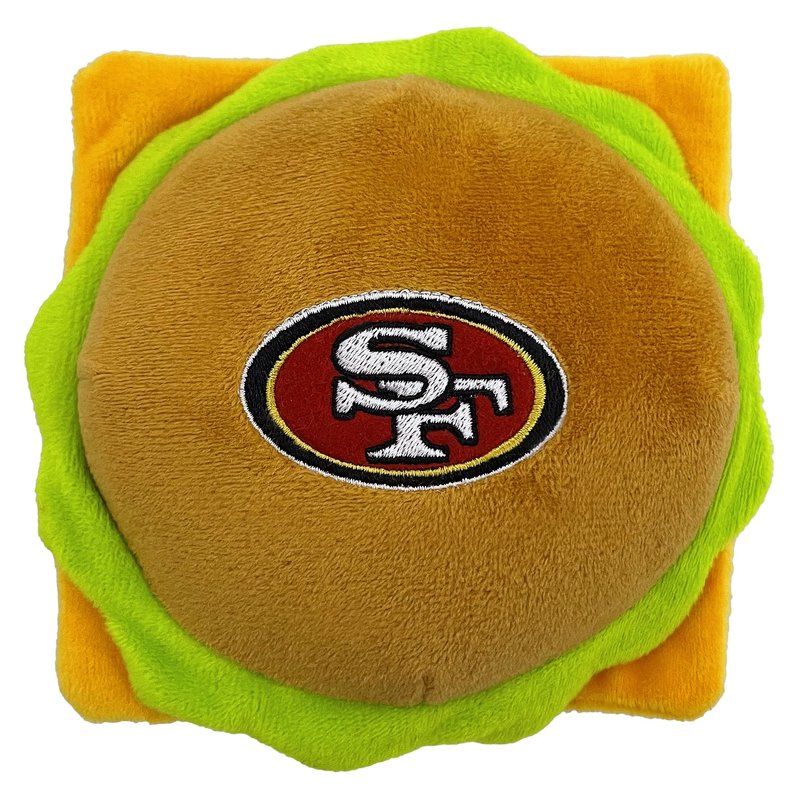 Pets First NFL SAN Francisco 49ERS Cheese Burger Plush Dog & CAT Squeak ...