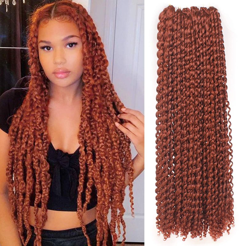Leeven 7 Packs 24 Inch Copper Red Passion Twist Hair for Butterfly Locs ...