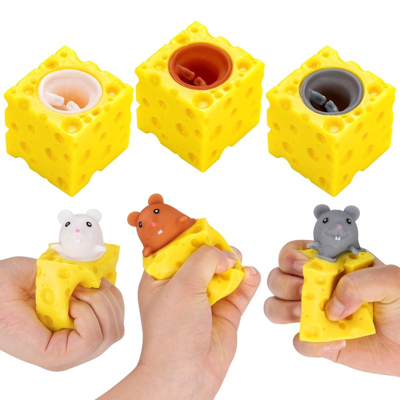 6Pcs Squeeze Mouse Cheese Fidget Toy, Mice in Cheese Stress Ball for ...