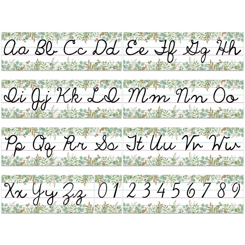 Humyoun Set of 9 Cursive Writing Bulletin Board Cursive Alphabet Wall ...