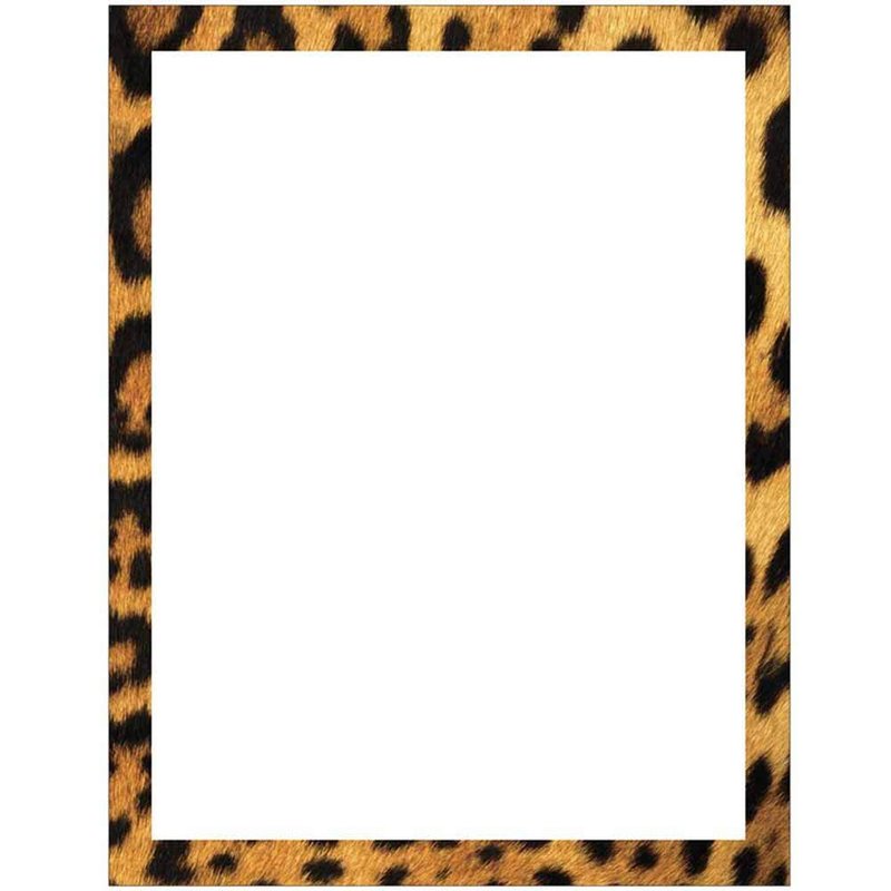 Leopard Print Border Stationery Letter Paper - Wildlife Animal Theme ...
