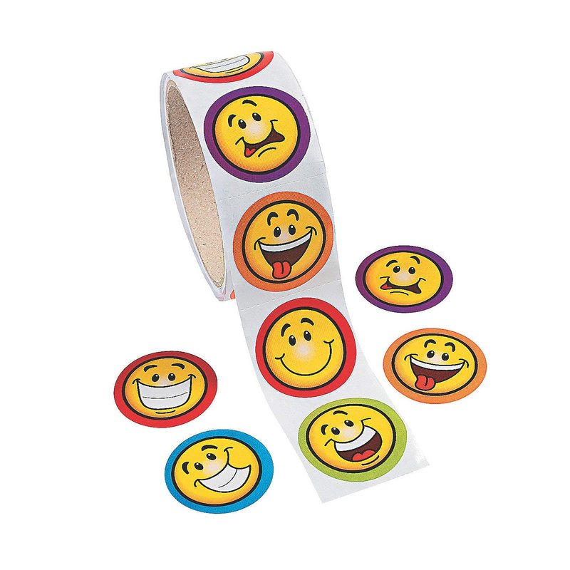 Fun Express Goofy Smile Face Stickers (1 Roll of 100 Stickers ...