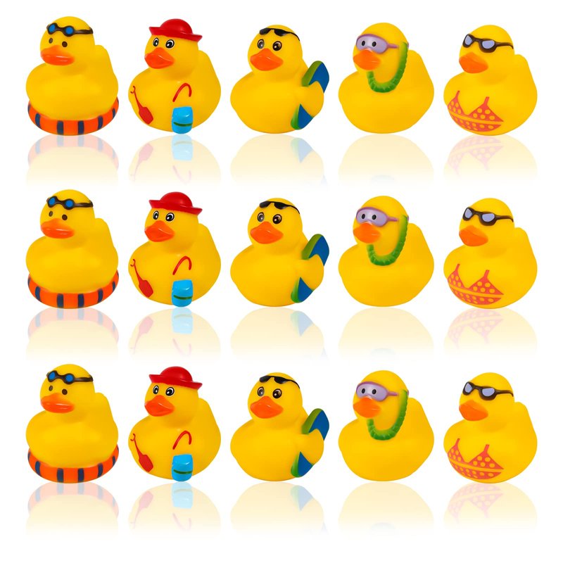 15pcs Rubber Ducks, Assorted Rubber Ducks Bulk Ducking Summer Beach ...