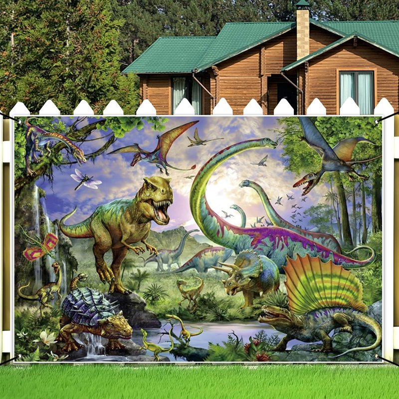 Renaiss 6x3.6ft Dinosaur World Themed Banner Dino Park Party Decoration ...
