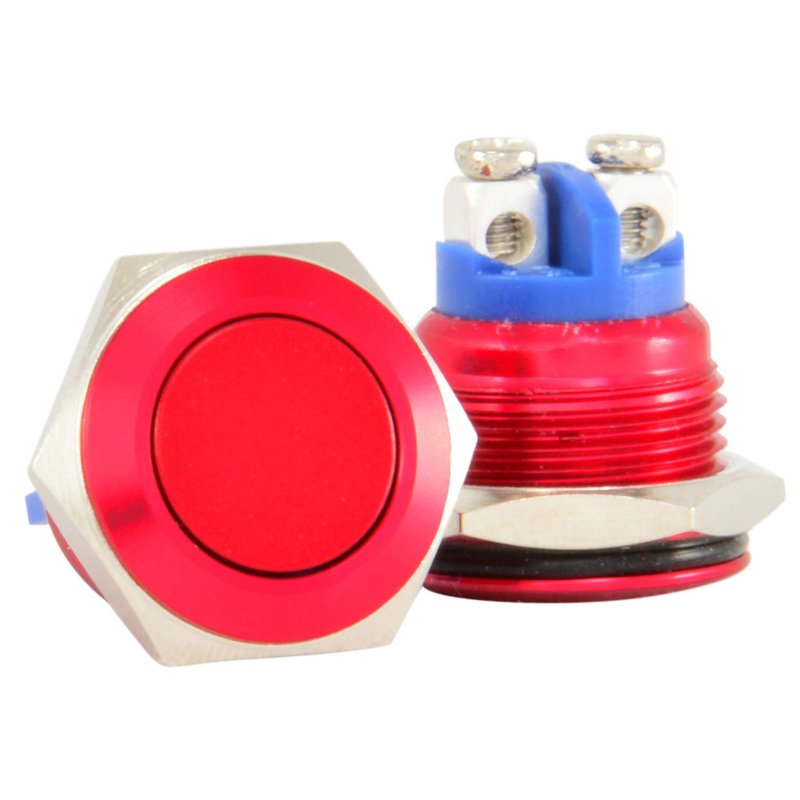JacobsParts Circular Metal 16mm Momentary Push Button Switch (Red ...