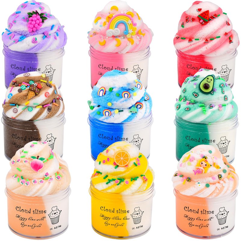 Cloud Slime Kit, 9 Pack Slimes with Peachybaby, Watermelon, Rainbow ...