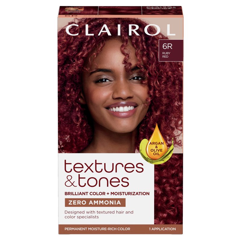 Clairol Textures & Tones Permanent Hair Dye, 6R Ruby Red Hair Color ...