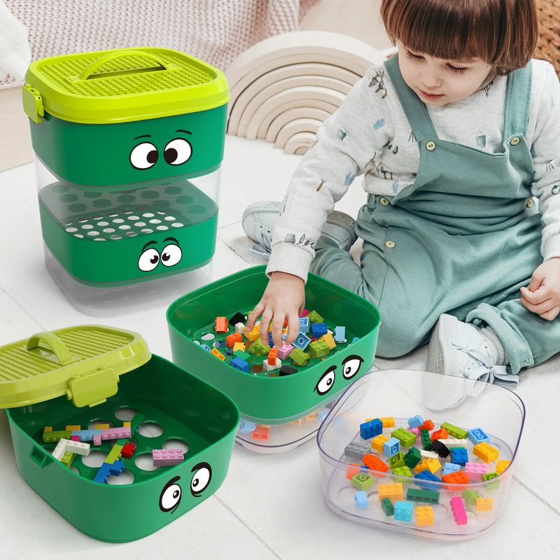4 Tray Toy Blocks Sorter Sifter, Cute Portable Storage Brick Box for ...
