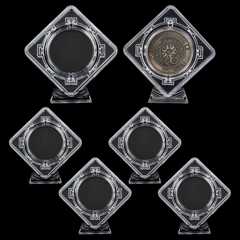 WEBEEDY 6 Pcs Rotatable Floating Coin Display Cases Rotating Collection ...