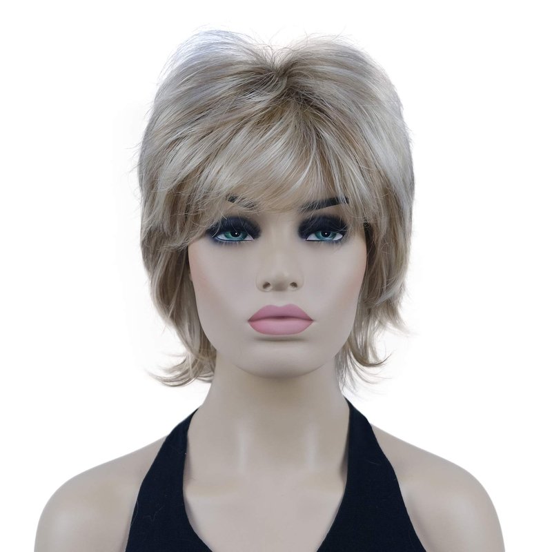 Lydell Short Layered Shaggy Wavy Full Synthetic Wigs (H16/613 Blonde ...