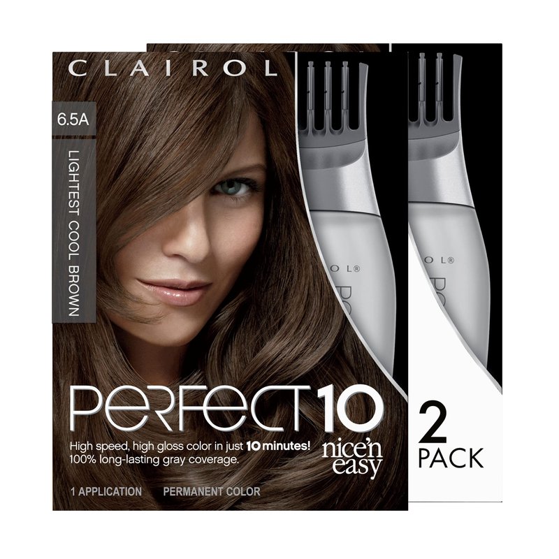 Clairol Nice'n Easy Perfect 10 Permanent Hair Dye, 6.5A Lightest Cool ...